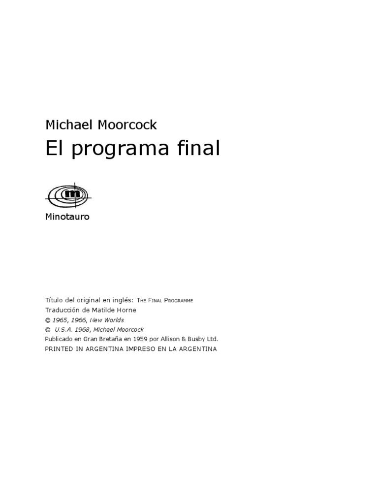 Moorcock, Michael - El Programa Final | PDF | Pistola | Ascensor