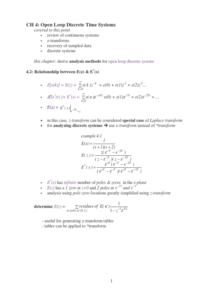 CH 4: Open Loop Discrete Time Systems: Covered To This Point | PDF | Integer | Algorithms