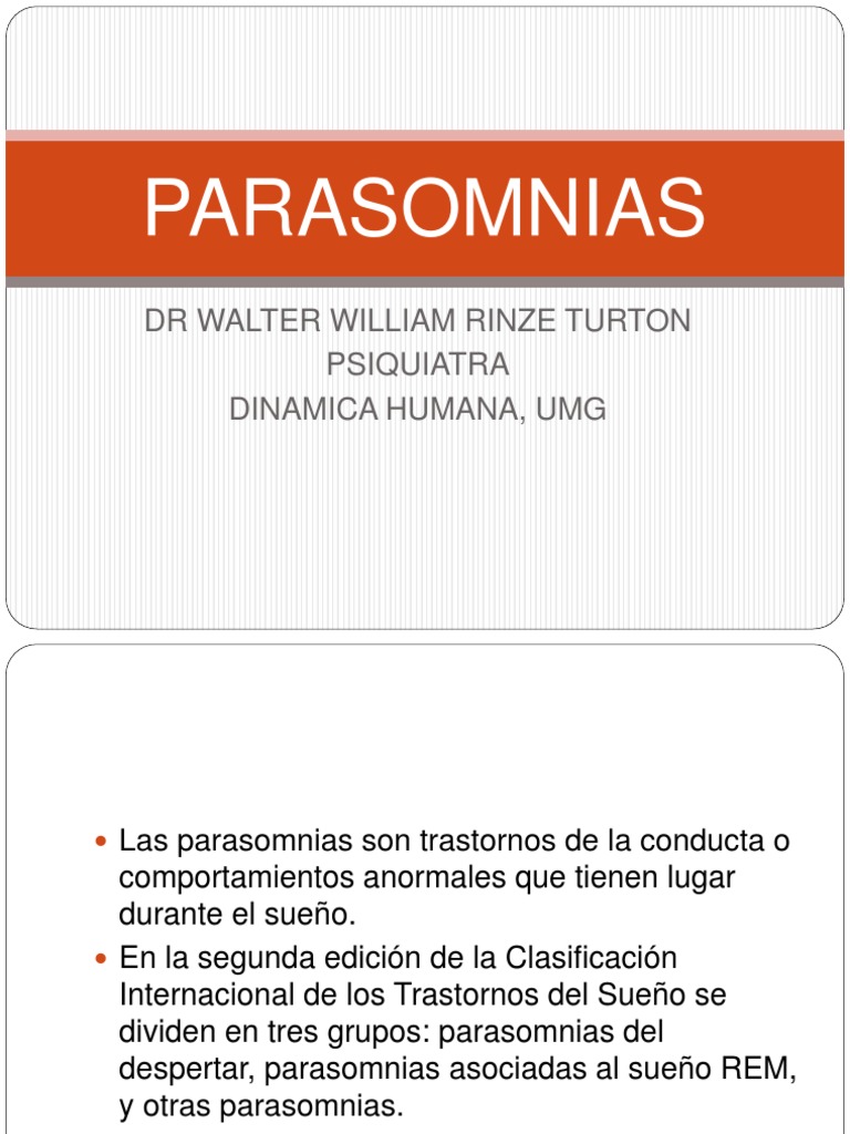 Parasomnias: Trastornos del Sueño | PDF | Dormir | Pesadilla