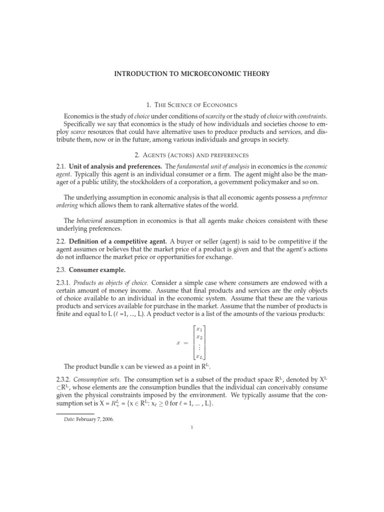 Introduction To Microeconomic Theory | PDF | Economics | Factors Of ...