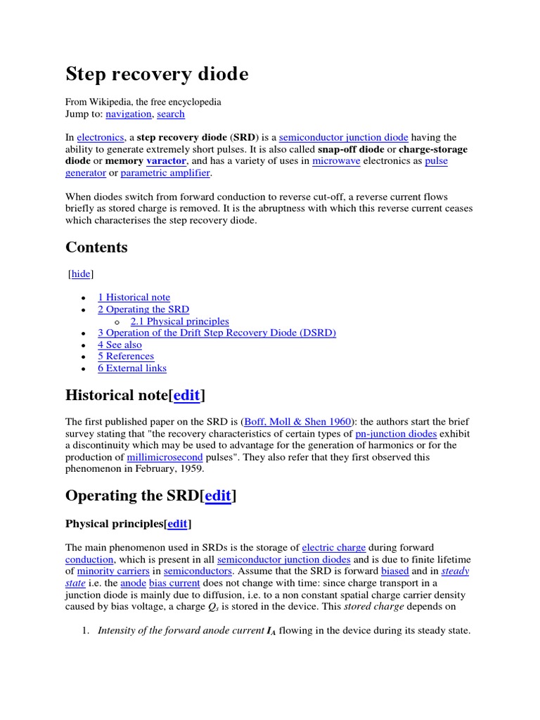 Step Recovery Diode | PDF | Diode | Semiconductor Devices