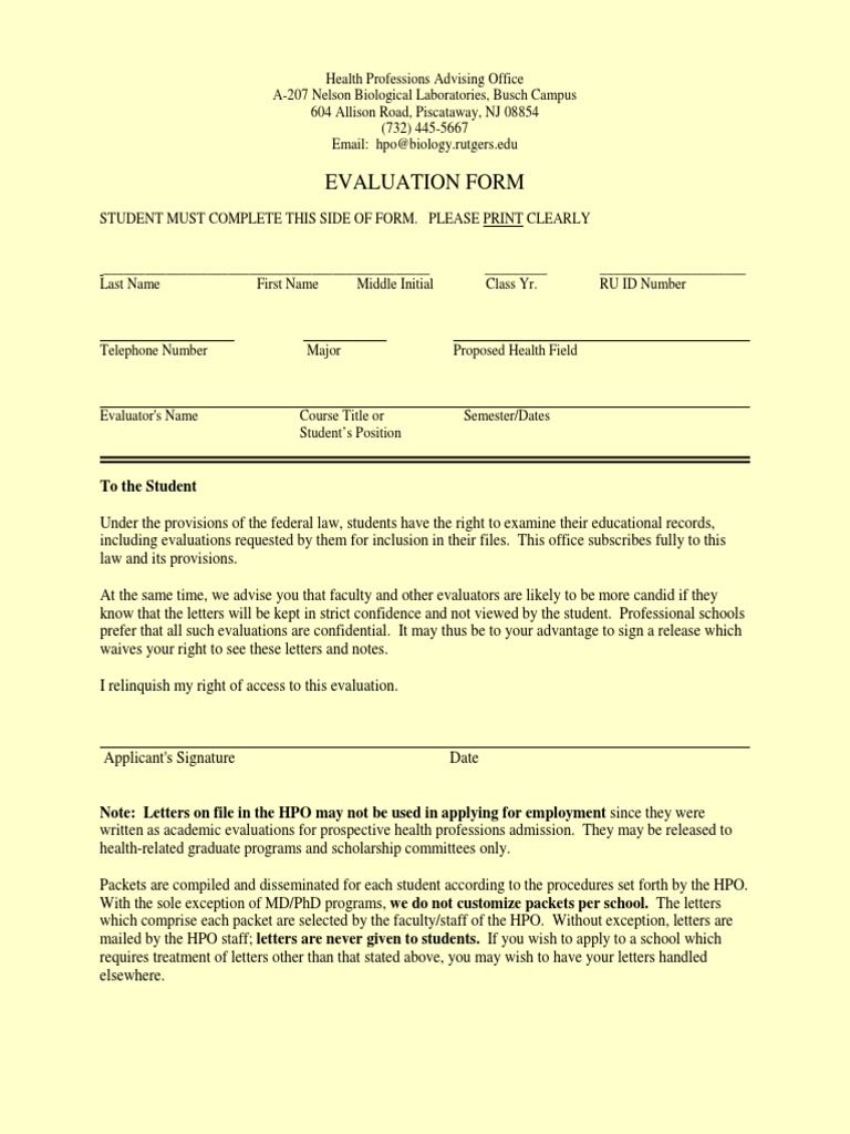 Evaluation Form: To The Student | PDF | Graduate School | Evaluation