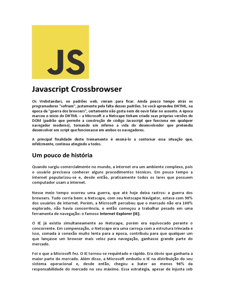 Javascript Crossbrowser Download Grátis Pdf Modelo De Documento Por Objetos Dom 