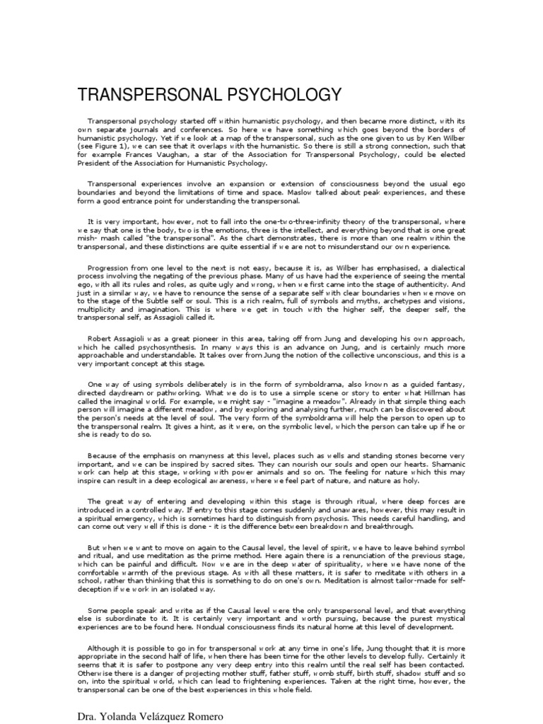 Trans Personal Psychology | PDF | Transpersonal Psychology | Psychology
