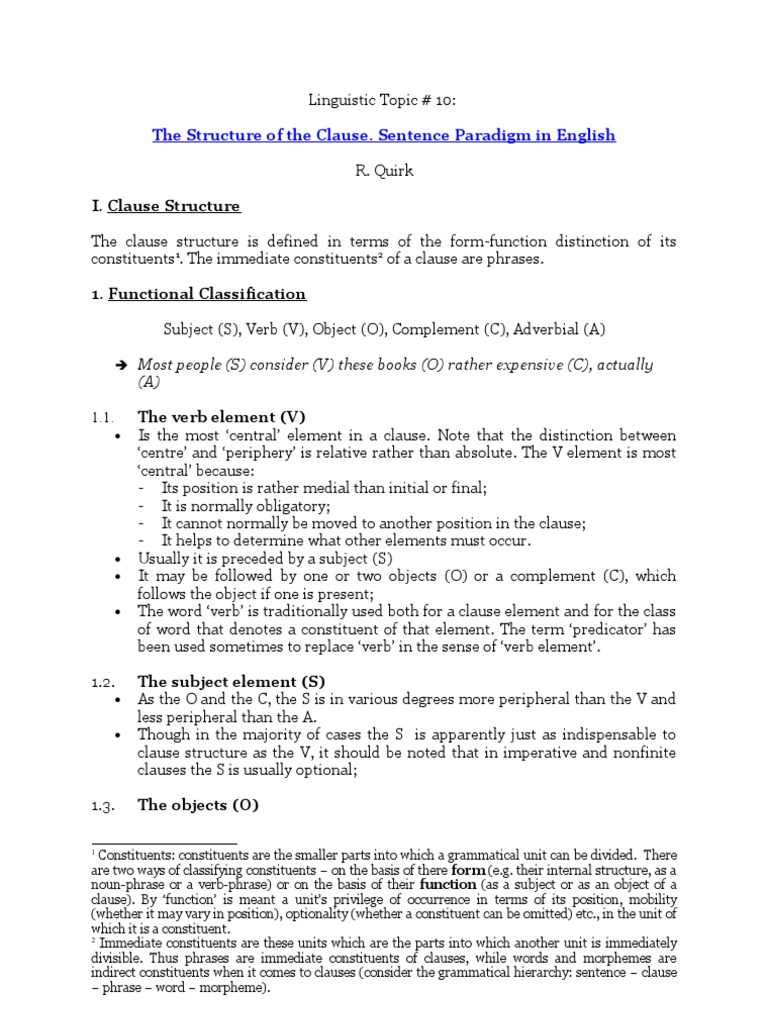 Clause Structure in English Grammar | PDF | Clause | Subject (Grammar)