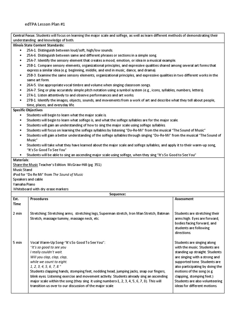 Edtpa Lesson Plans 1-4 | PDF | Perception | Lesson Plan