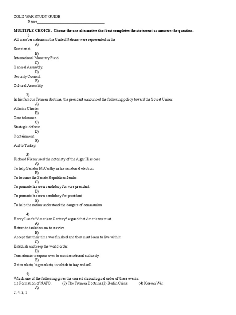 Cold War Study Guide | PDF | History