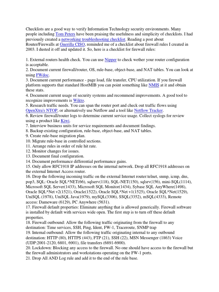 Tom Peters Networking Troubleshooting Checklist Guerilla CISO ...