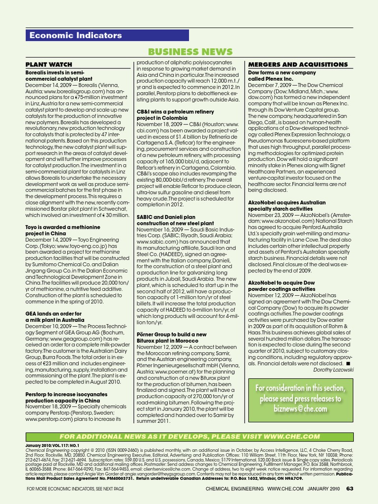 Indeks Harga CEPCI 2010 | PDF | Dow Chemical Company | Consumer Price Index