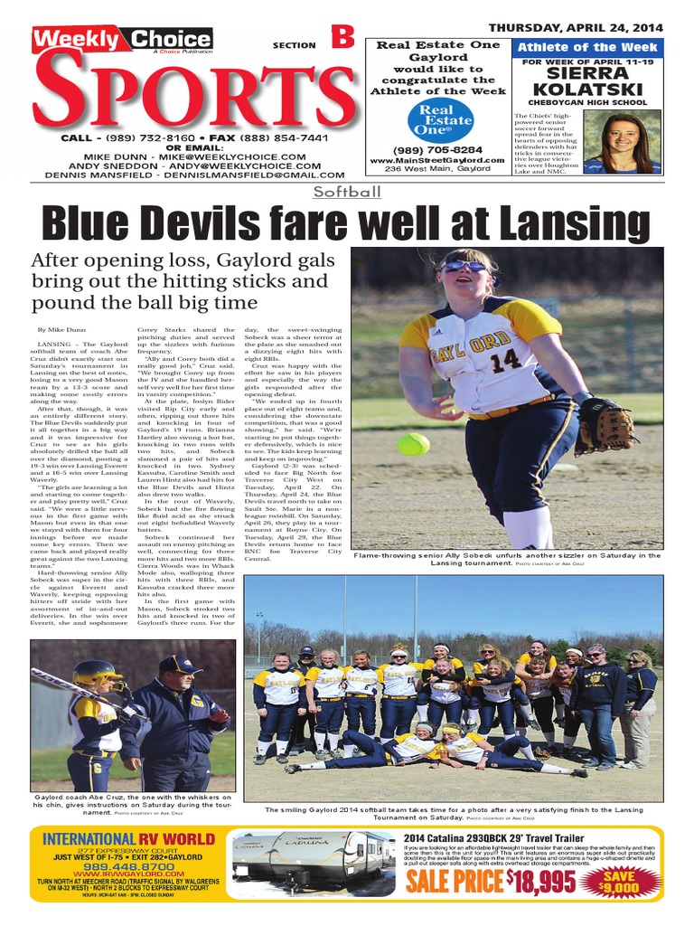 Ports: Blue Devils Fare Well at Lansing | PDF | Rainbow Trout | Hunting