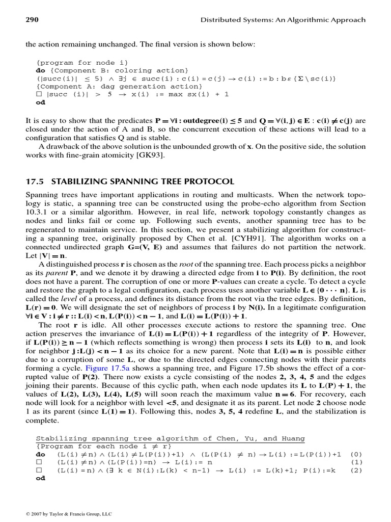 17.5 Stabilizing Spanning Tree Protocol: Distributed Systems: An Algorithmic Approach | PDF ...