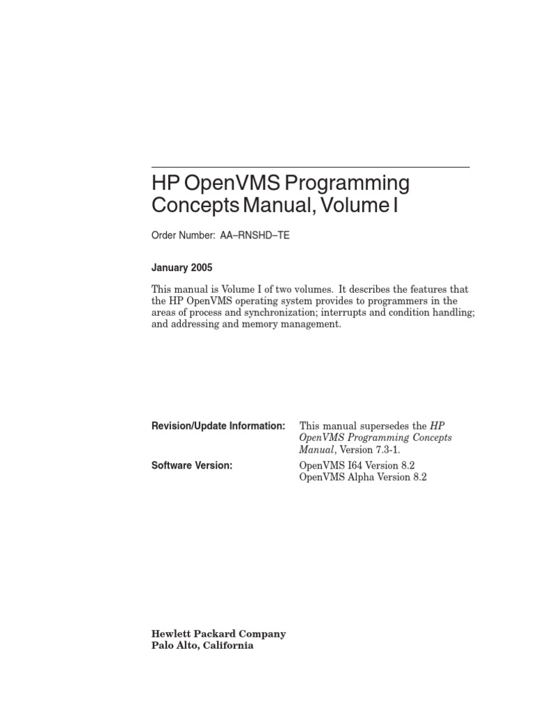 HP OpenVMS Programming Concepts Manual | PDF | 64 Bit Computing | Hewlett Packard