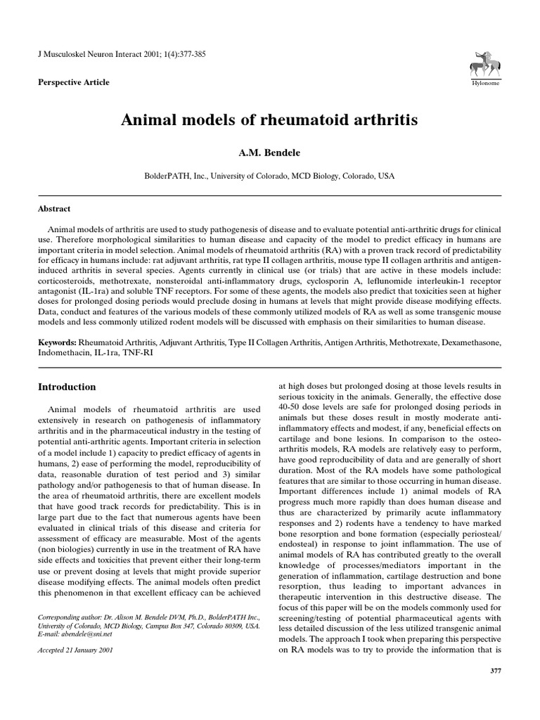 Animal Model For RA 3 | PDF | Arthritis | Rheumatoid Arthritis