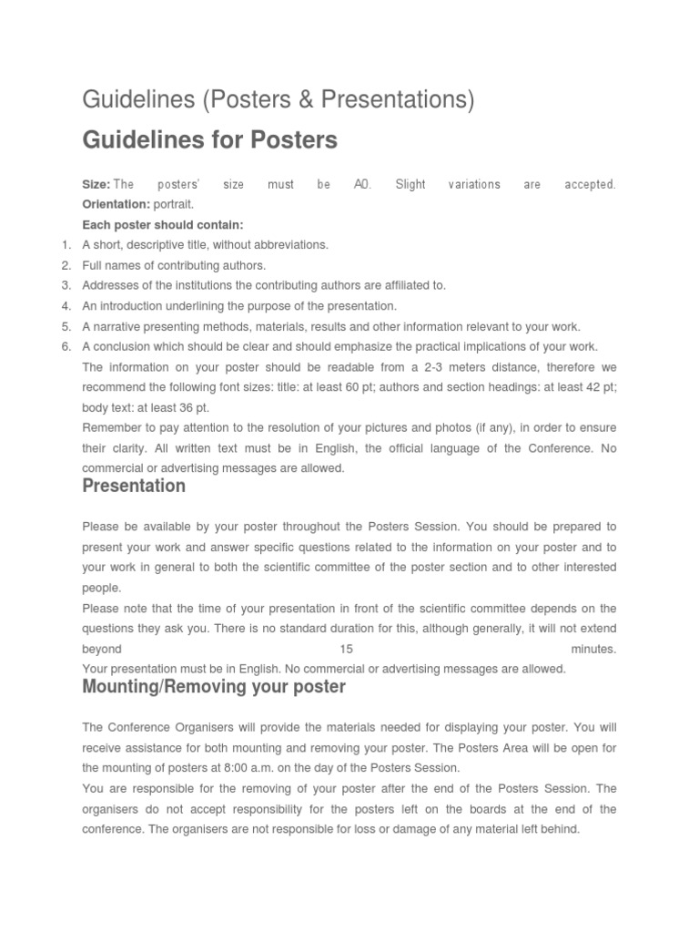 Poster and Presentation Guidelines | PDF | Poster | Computer File