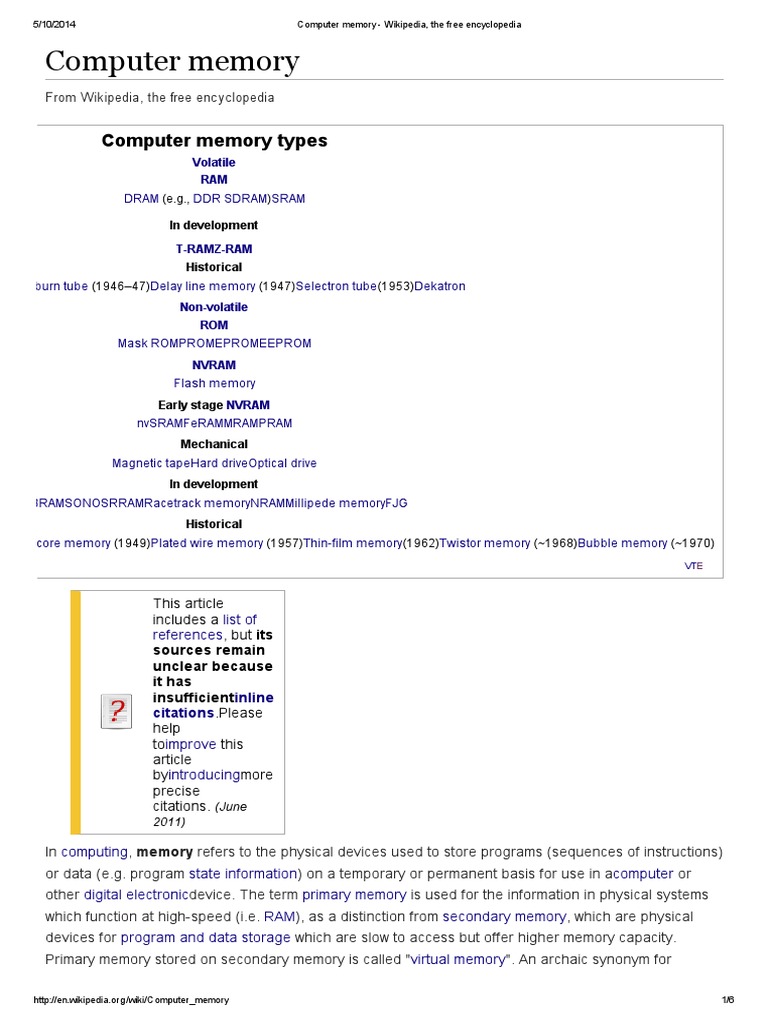 Computer Memory | PDF | Computer Data Storage | Random Access Memory