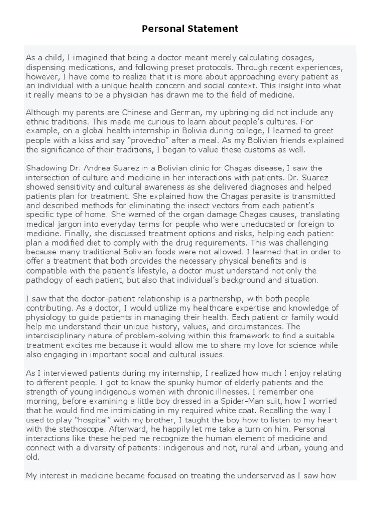 Personal Statement 2 | PDF | Physician | Medicine