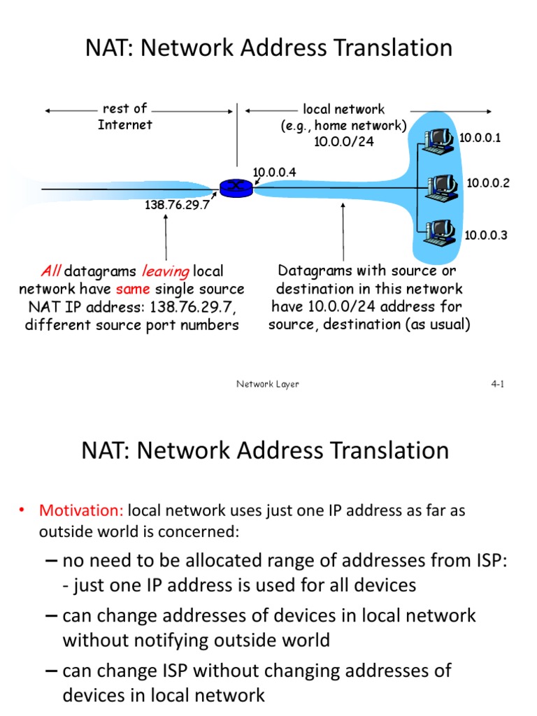 NAT: Network Address Translation: Local Network (E.g., Home Network) 10 ...
