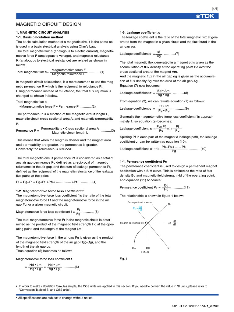 Magnetic Circuit Analysis and Formulas | PDF | Teaching Methods & Materials