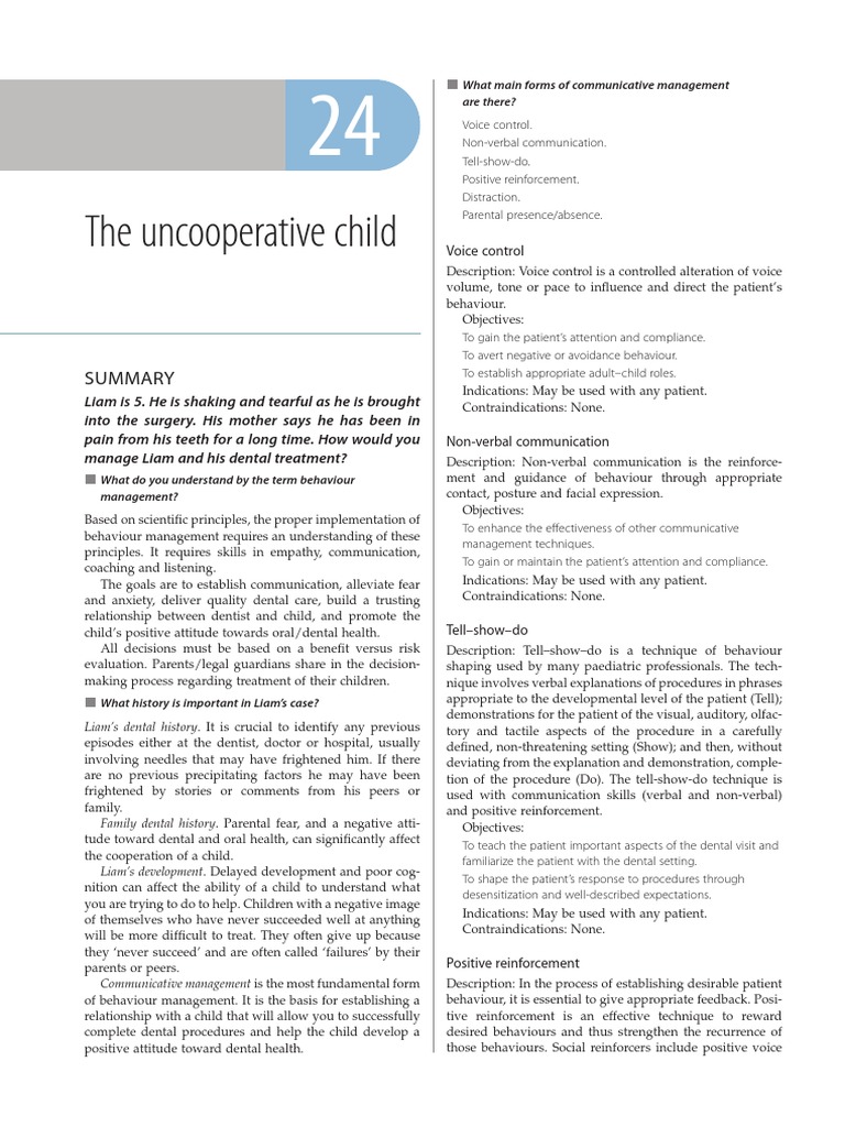 Managing Uncooperative Children in Dentistry | PDF | Anesthesia | Anxiety
