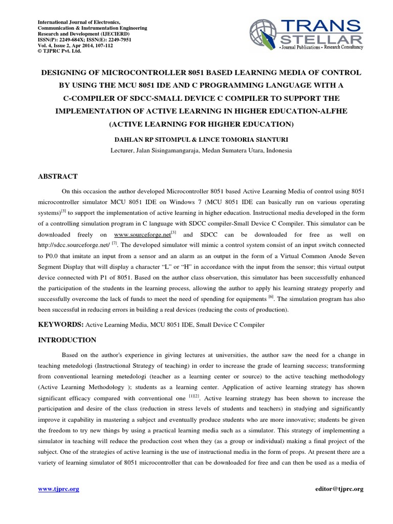 ECE - Designing of Microcontroller - Dahlan RP Sitompul | PDF | Microcontroller | Simulation