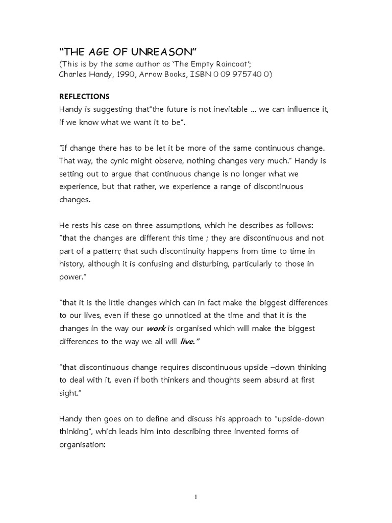 The Age of Unreason | PDF | Intelligence | Thought