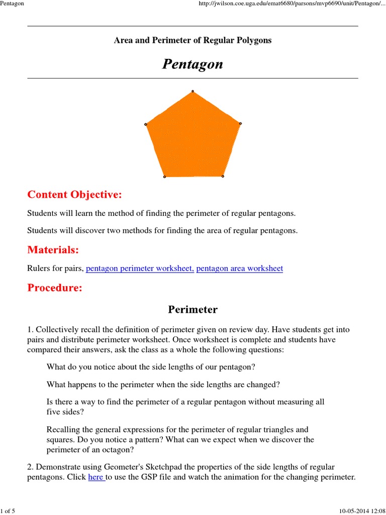 Area and Perimeter of Regular Polygons | PDF | Polygon | Triangle