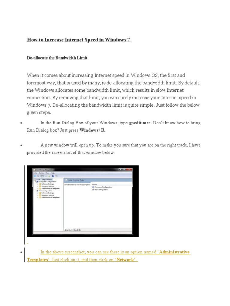 Boost Internet Speed in Windows 7 | PDF | Web Browser | Operating ...