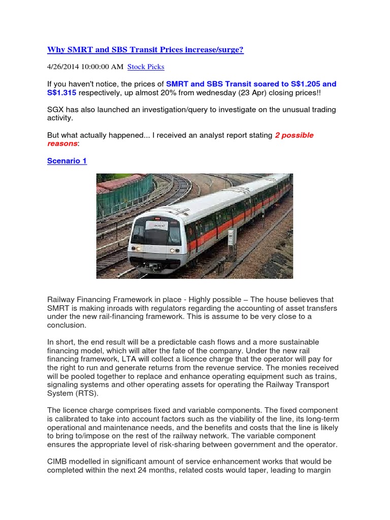 SMRT & SBS Transit Stock Surge Explained | PDF | Rail Transport ...