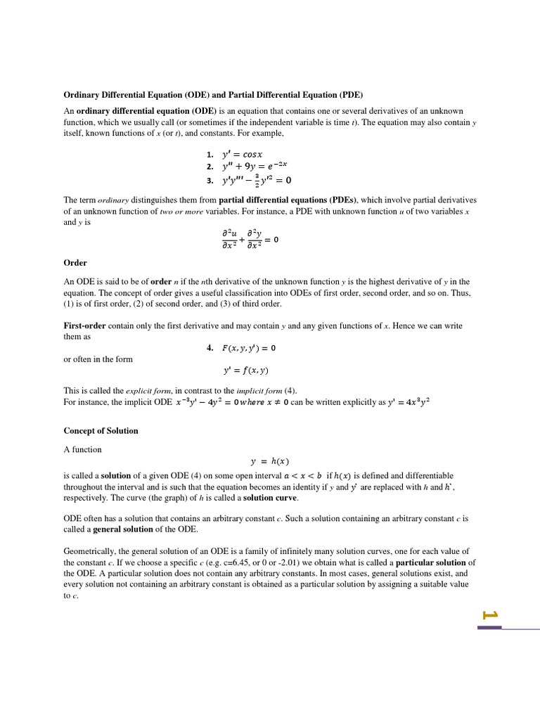 ODE and PDE: Concepts and Solutions | PDF | Ordinary Differential ...