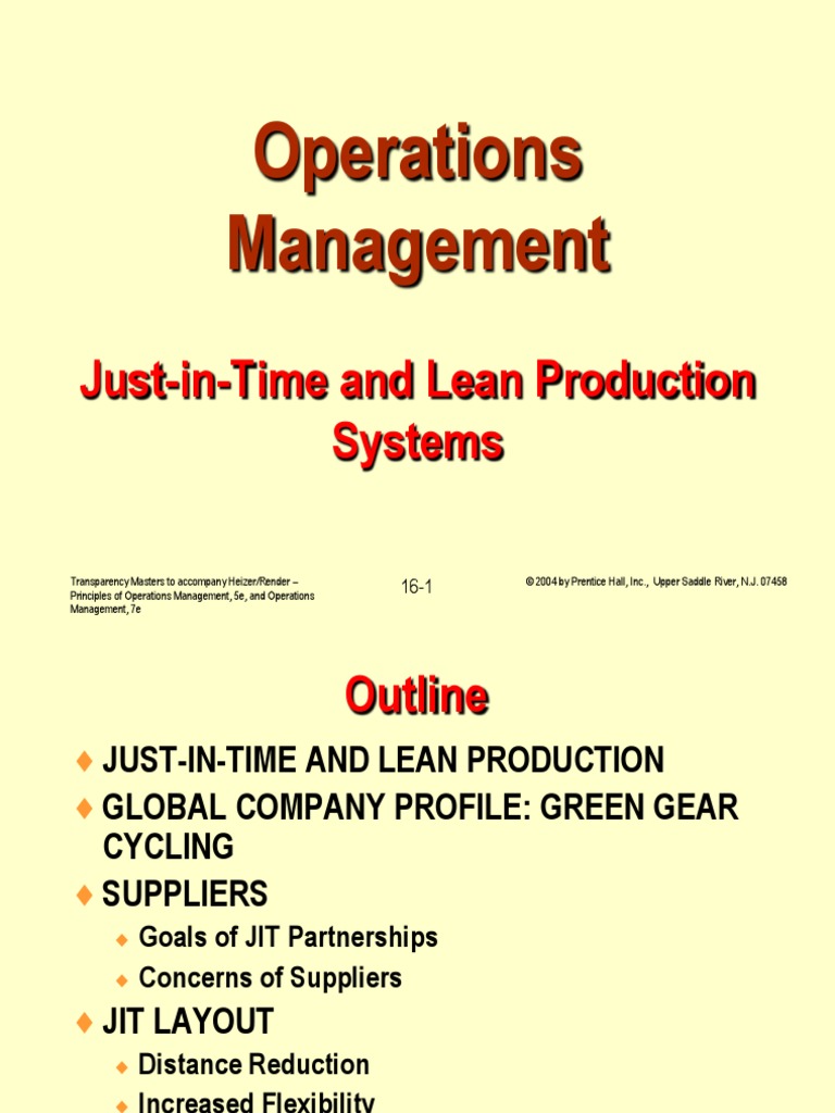 Operations Management: Just-in-Time and Lean Production Systems | PDF ...