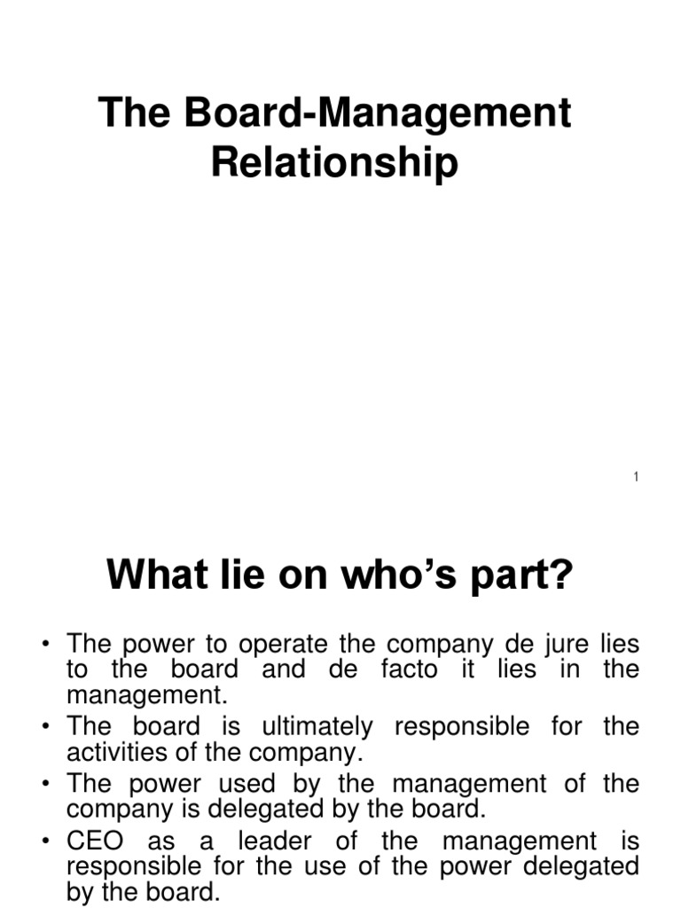 Board-Management Relationship Overview | PDF | Board Of Directors ...