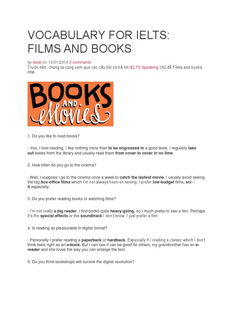 IELTS Vocabulary: Films and Books | PDF