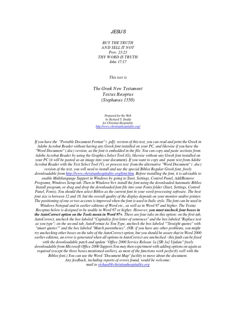 Textus Receptus | PDF | Text | Digital Technology