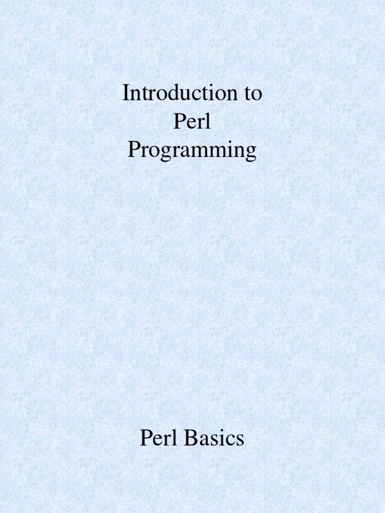 PERL - Complete | PDF | Control Flow | Perl