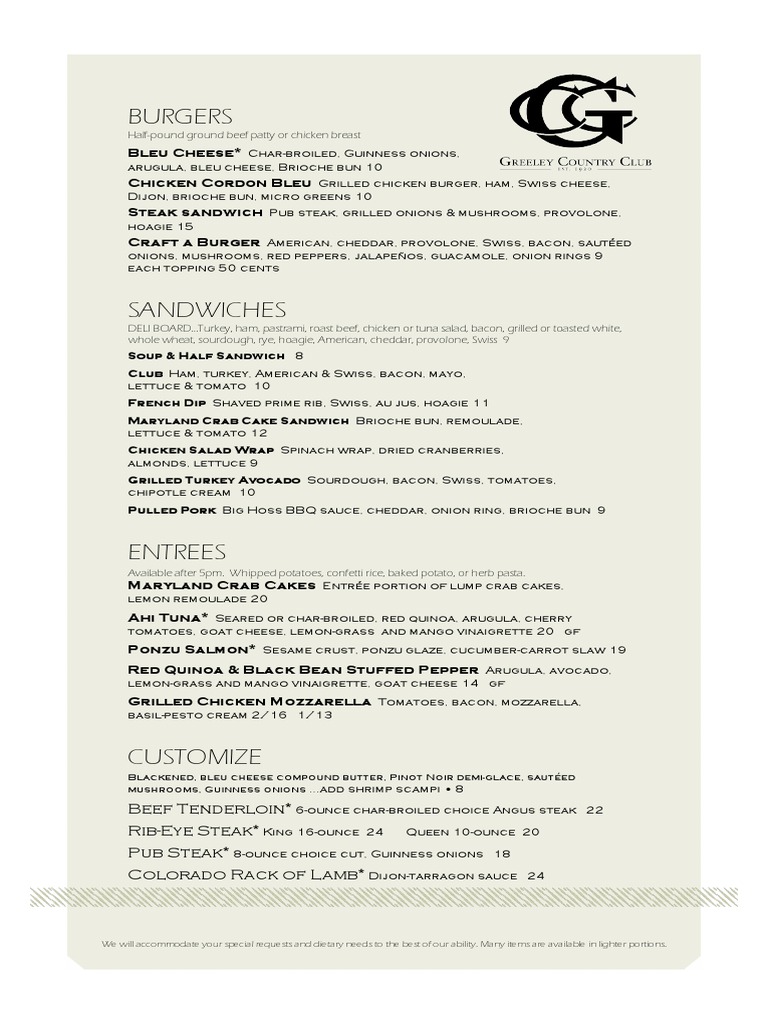 New Menu - Main Entrees | PDF | Bacon | Chicken (Food)