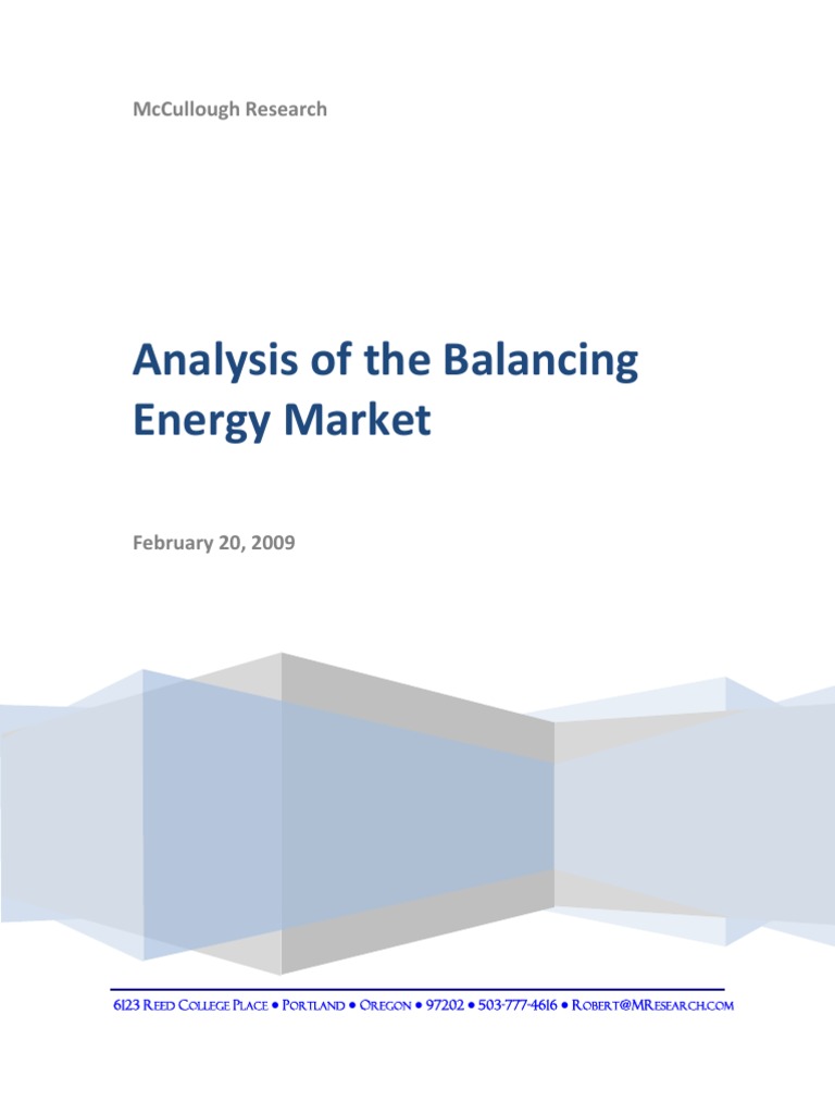 Analysis of The Balancing Energy Market | PDF | Marginal Cost ...