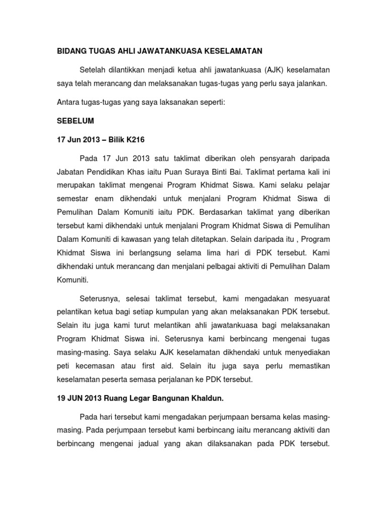 Bidang Tugas Ahli Jawatankuasa Keselamatan | PDF Bidang Tugas Ahli Jawatankuasa Keselamatan | PDF