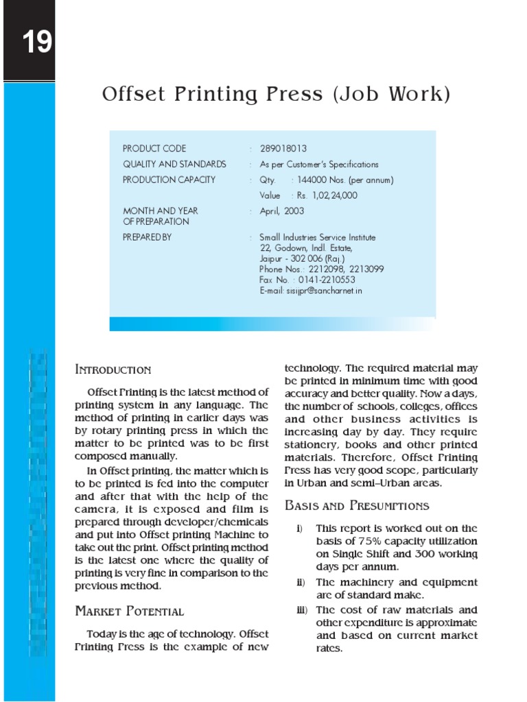 Offset Printing Press (Job Work) : Ntroduction | Download Free PDF ...