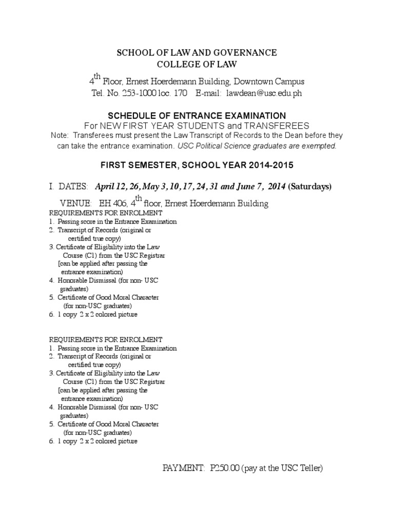 Law Enrollment Schedule | PDF | Law School | Academic Term