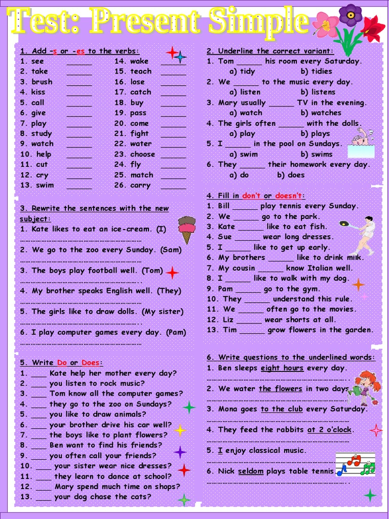 Present Simple - Test | PDF