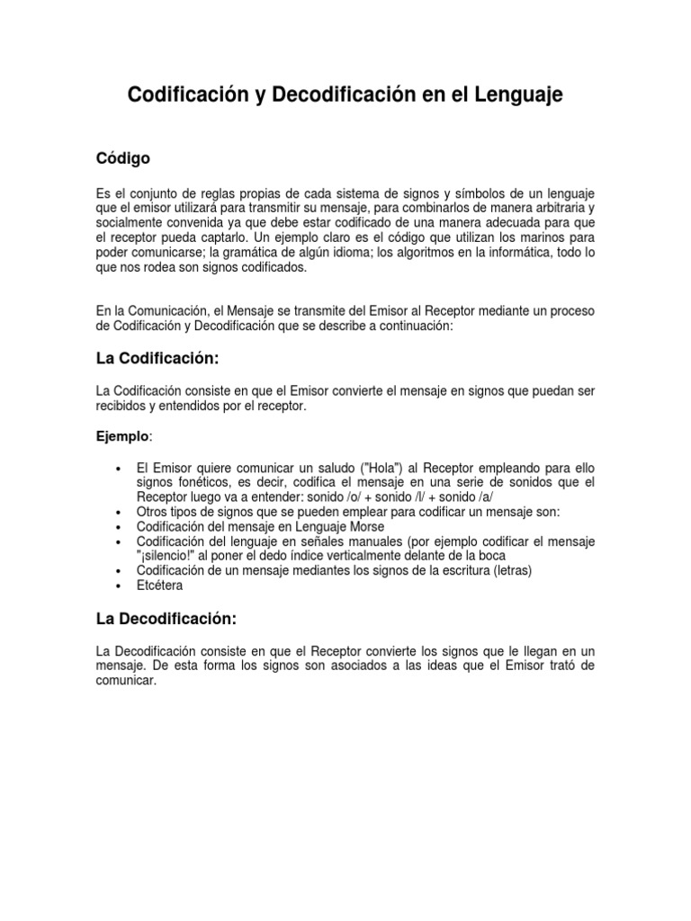 Ejemplos de Codificación y Decodificación | PDF | Cifrado | Comunicación