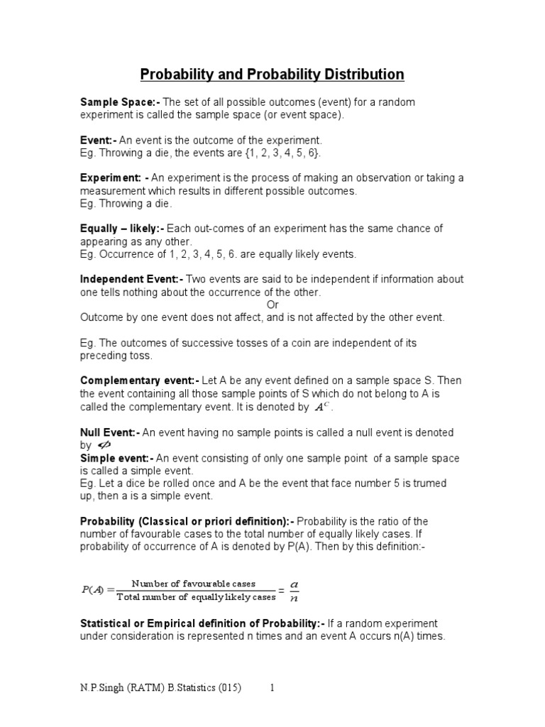 Probability and Probability Distribution: Cases Likely Equally of ...