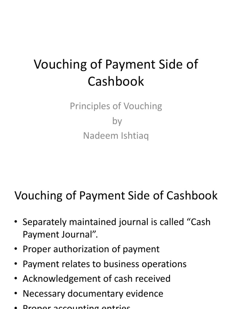 Vouching of the Payment Side of Cashbook | Loans | Invoice