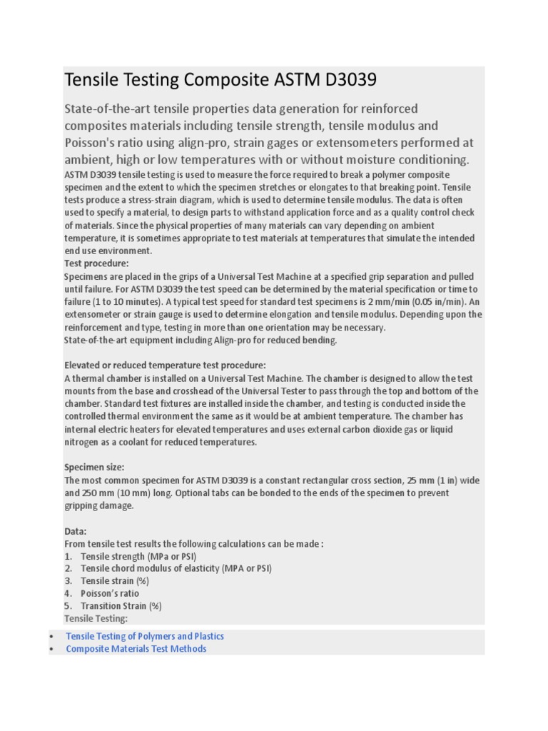 Tensile Testing Composite ASTM D3039 | PDF | Ultimate Tensile Strength ...