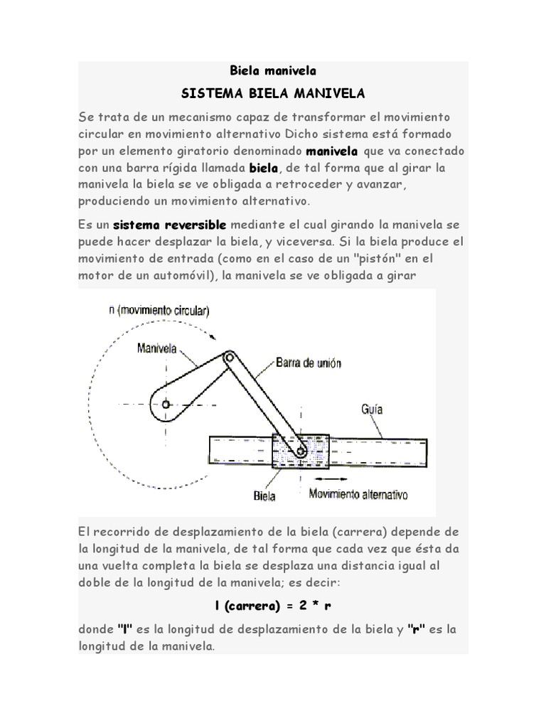 Mecanismo Biela-Manivela: Funcionamiento y Aplicaciones | PDF ...