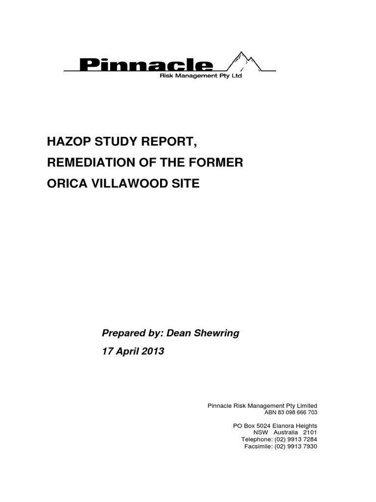 Orica Villawood HAZOP Report Rev E | PDF | Chemistry | Water