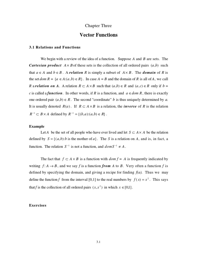 Vector Functions Chapter Three Pdf Continuous Function Function Mathematics
