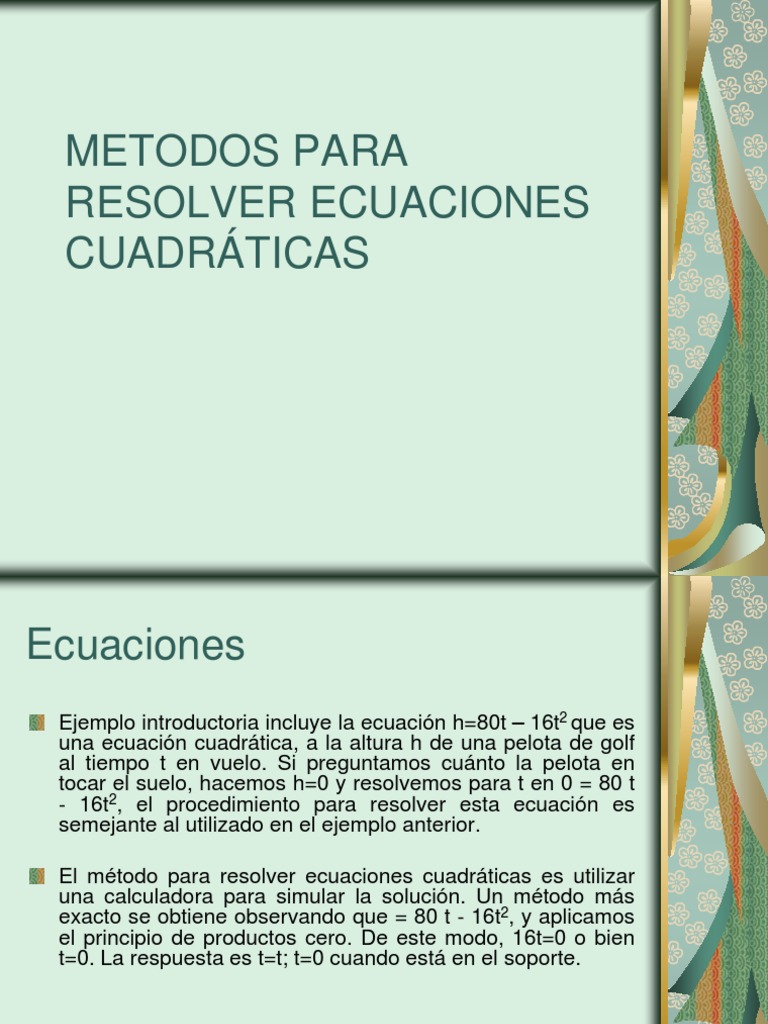 Metodos para Resolver Ecuaciones Cuadráticas | PDF