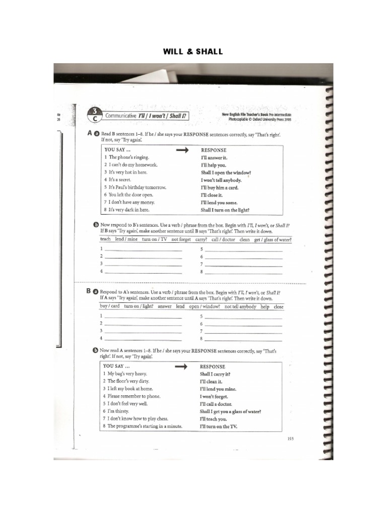 Will & Shall Exercises | PDF