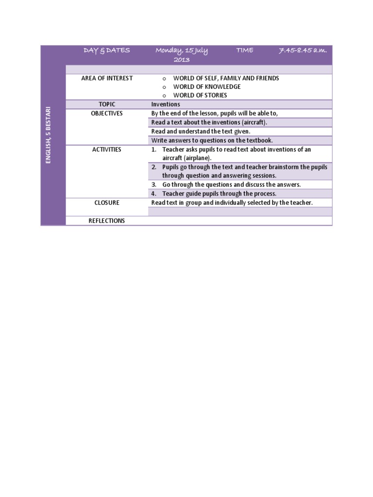 Inventions Lesson Plan for Students | PDF | Language Arts & Discipline